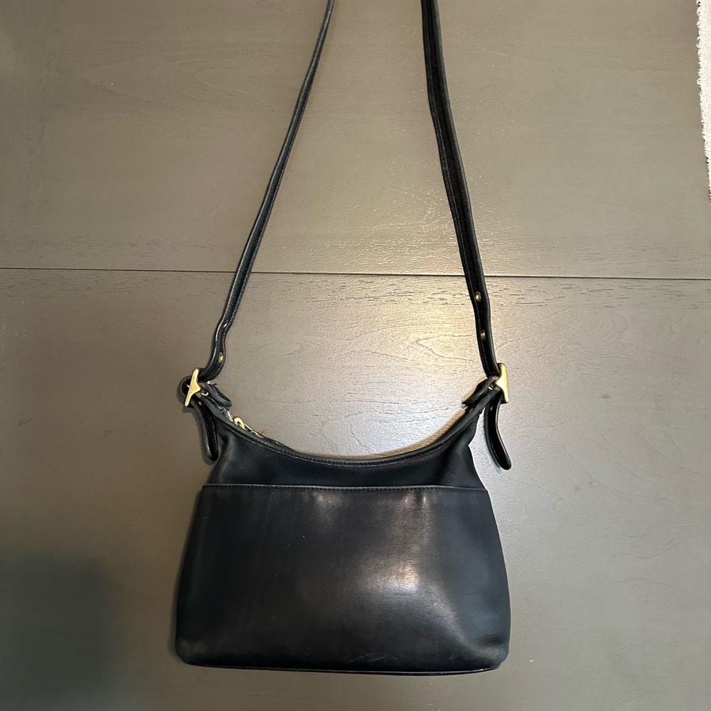 Coach Vintage Small Black Leather Crossbody - Gem
